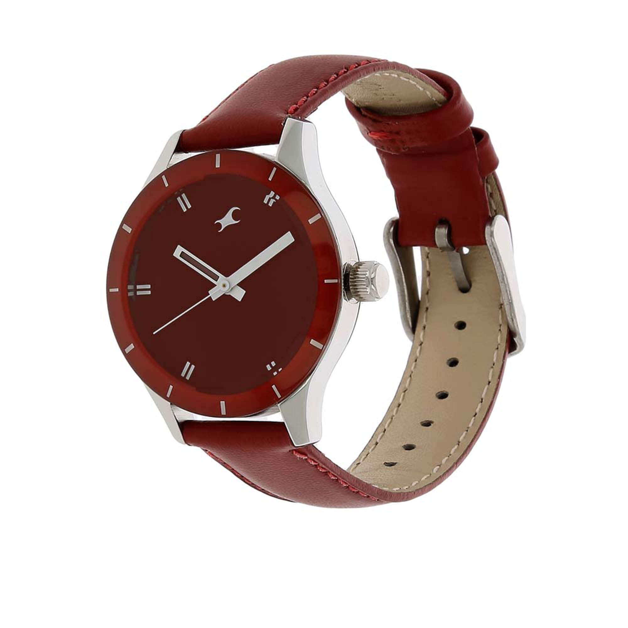Fastrack, 6078SL06, Women’s Analog Watch, Red Dial Red Leather Strap ...